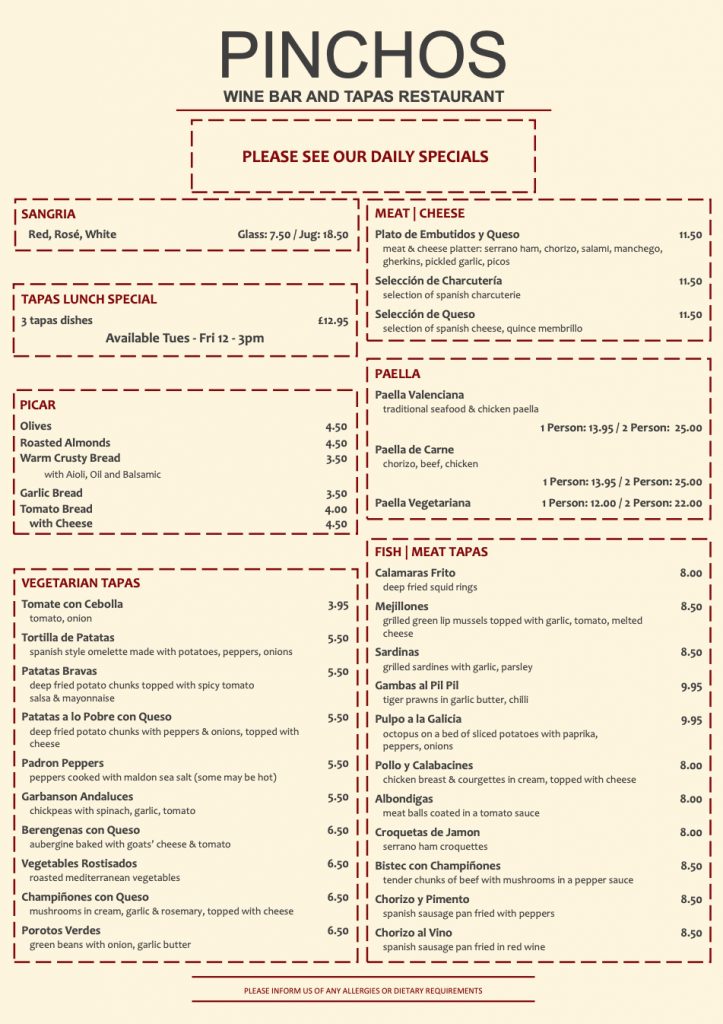 Pinchos Wine Bar & Tapas Restaurant In Chelmsford